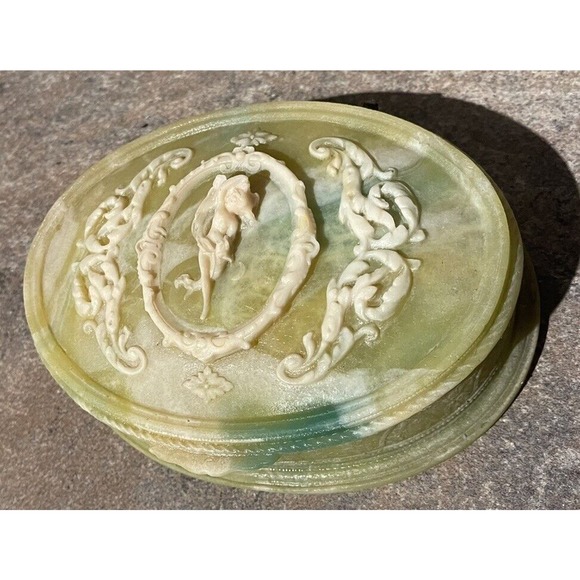 Unique | Accents | Authentic Incolay Stone Oval Jewelry Box Aphrodite ...